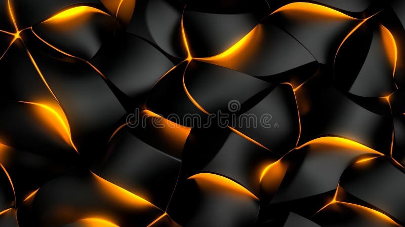 Abstract Black Orange Glowing Shapes Modern Design Background 3d Art ...