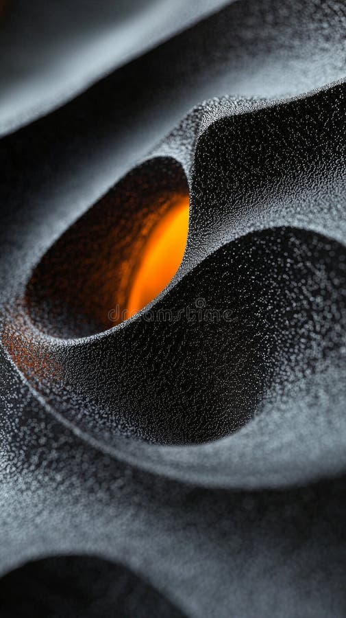 Abstract Black and Orange Particles are Flowing and Glowing, Creating a ...
