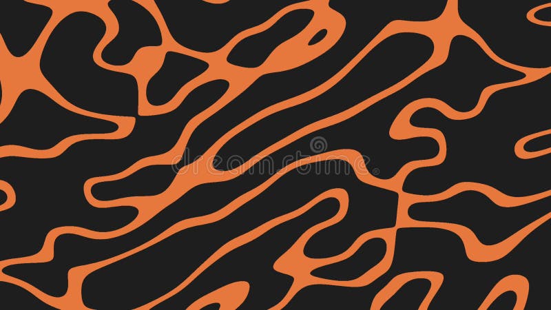 Abstract Black and Orange Pattern with Dynamic Wavy Lines and Shapes ...