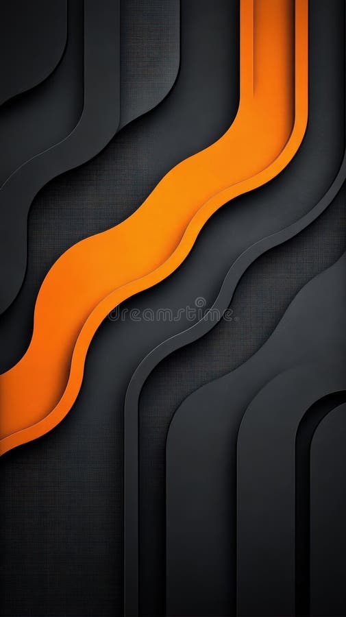 Abstract Black and Orange Wavy Lines Background. Stock Illustration ...