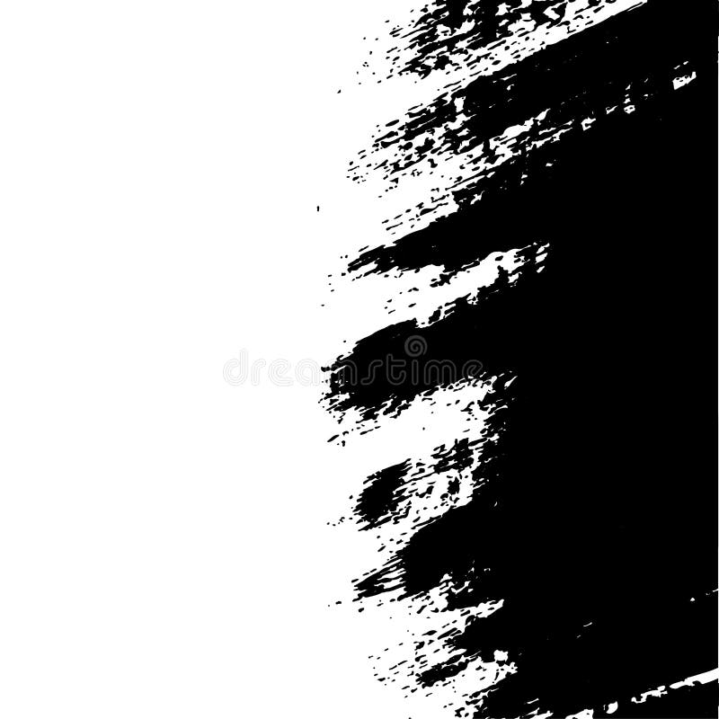 Abstract Black Paint Brush Stroke on White Square Background Stock ...