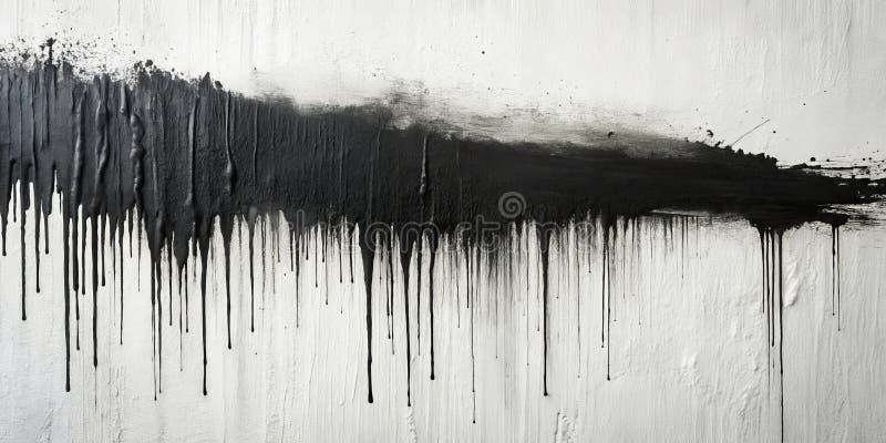 Abstract Black Paint Dripping Down White Wall Texture. Generative AI ...