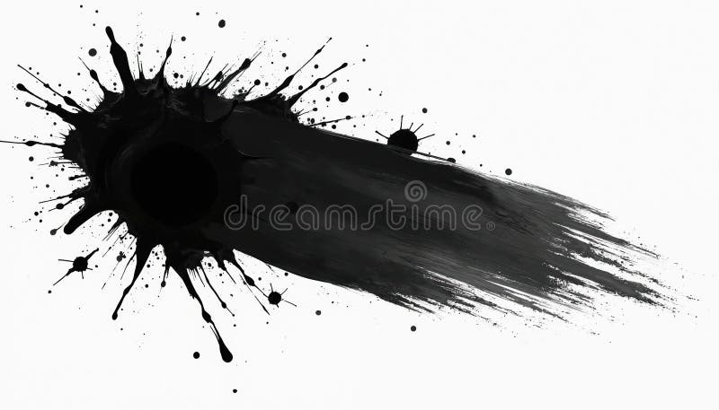 Abstract Black Paint Smudge, Splatter on Transparent Background ...