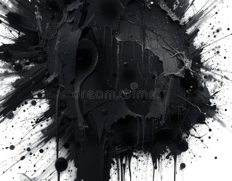 Abstract Black Paint Splatter Art with Drips and Textured Surface Stock Illustration ...