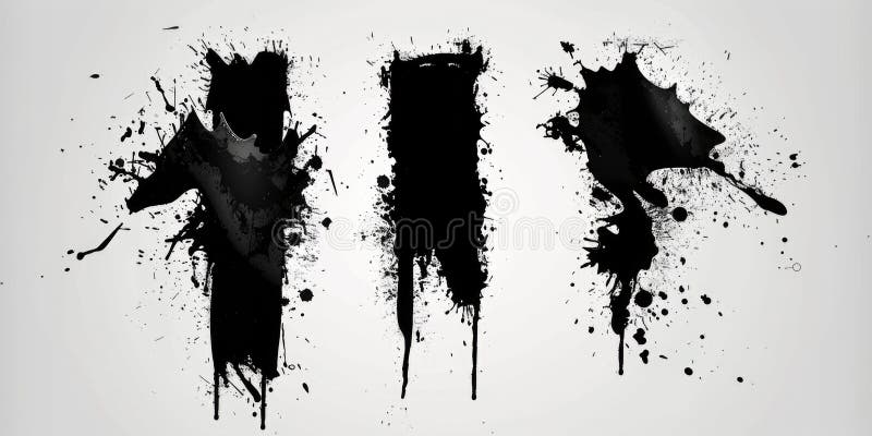 Abstract Black Paint Splatters on a Clean White Background, Suitable ...