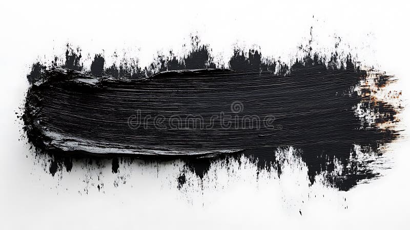 Abstract Black Paint Stroke Texture on Isolated White Background with ...