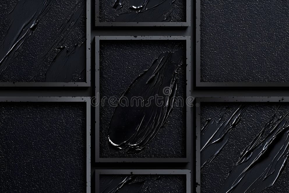 Abstract Black Paint Textures in Minimalist Frames Stock Illustration ...