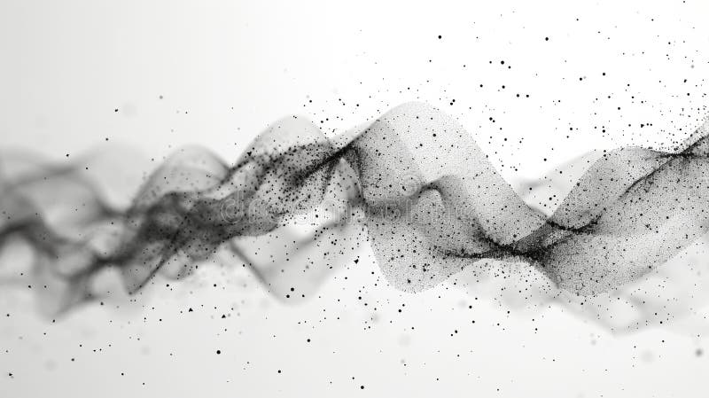 Abstract Black Particles Wave on White Background Stock Photo - Image ...