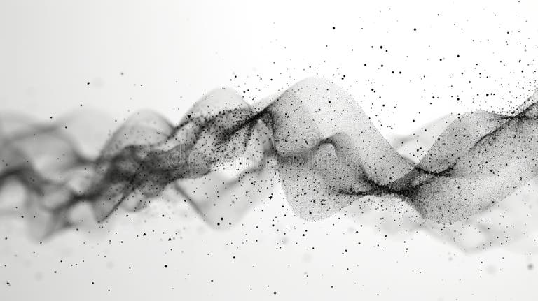 Abstract Black Particles Wave on White Background Stock Photo - Image ...