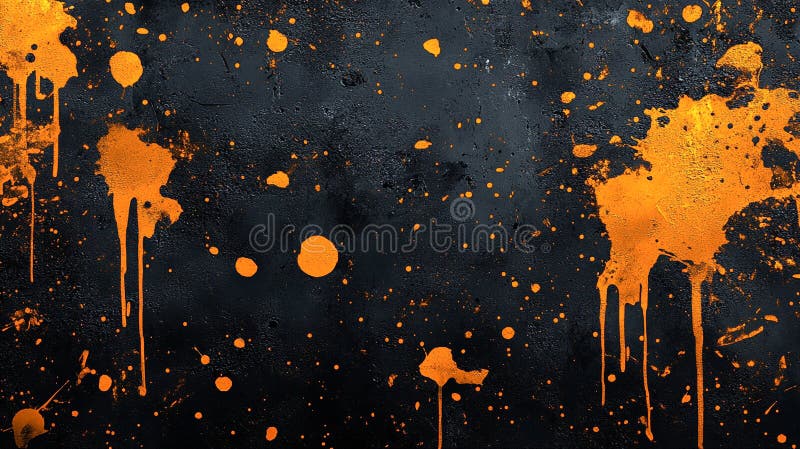 Abstract Black Pattern with Orange Paint Splatter Stock Illustration ...