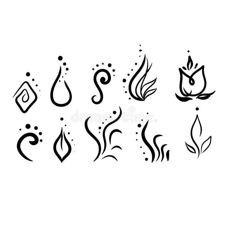 Black Tendrils are Isolated on a White Background. Stock Illustration ...