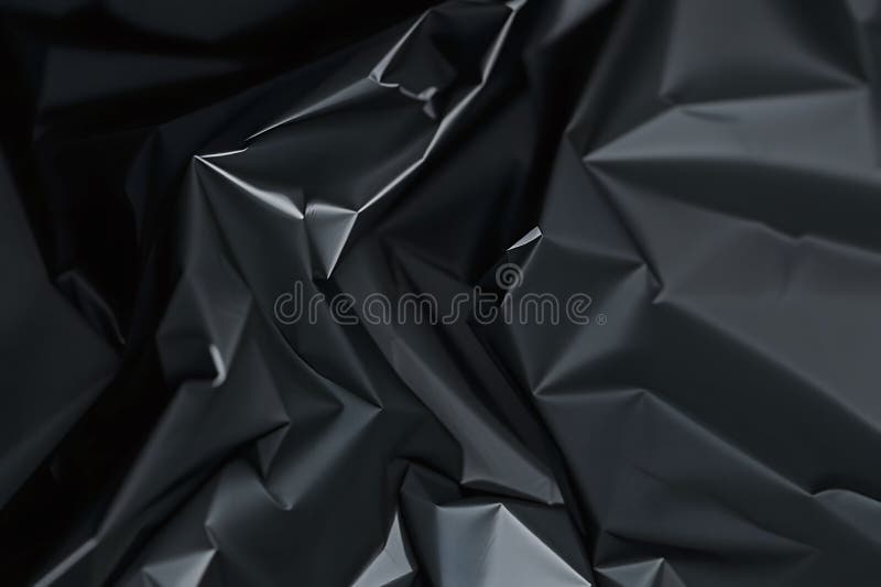 Abstract Black Plastic Film Texture Background with Wrinkled Surface ...