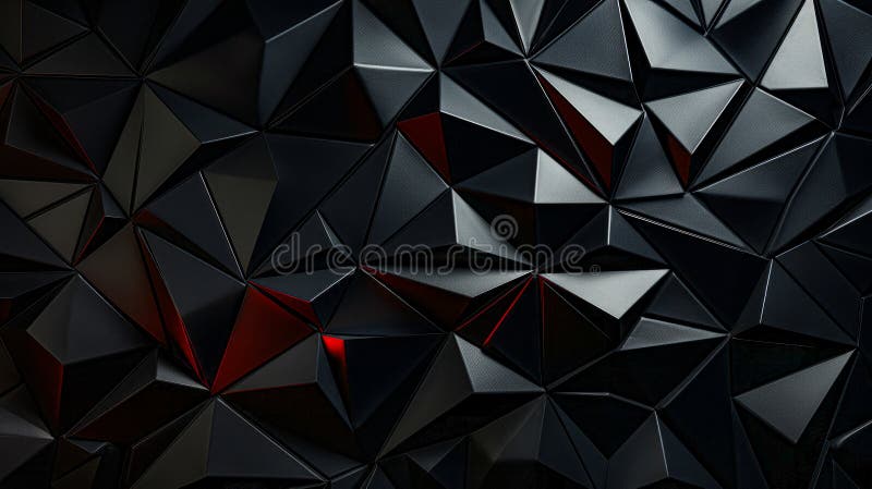 Abstract Black Polygonal Background Texture. Low Poly Dark Wall. Deep ...