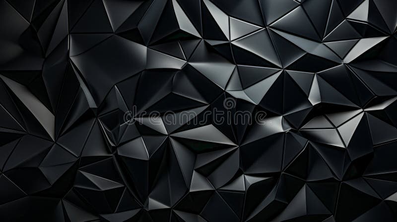 Abstract Black Polygonal Background Texture. Low Poly Dark Wall. Deep ...