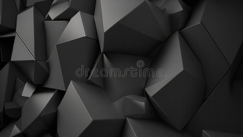 Abstract Black Polygonal Geometry: a 3D Render of Dark, Interlocking ...