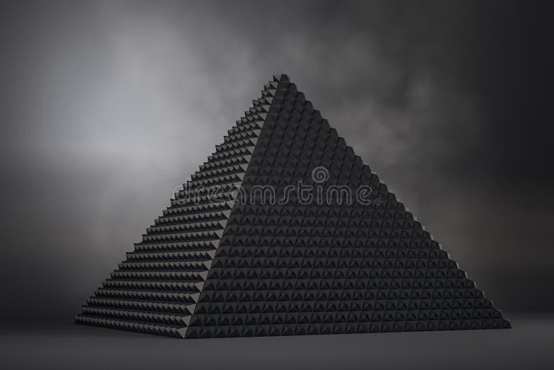 Black Pyramid on Grey Background Stock Illustration - Illustration of ...