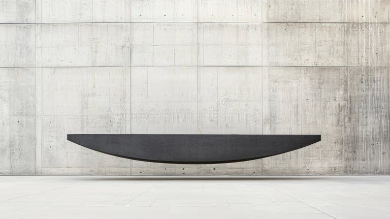 Abstract Black Rectangle on White Concrete Wall Stock Image - Image of ...