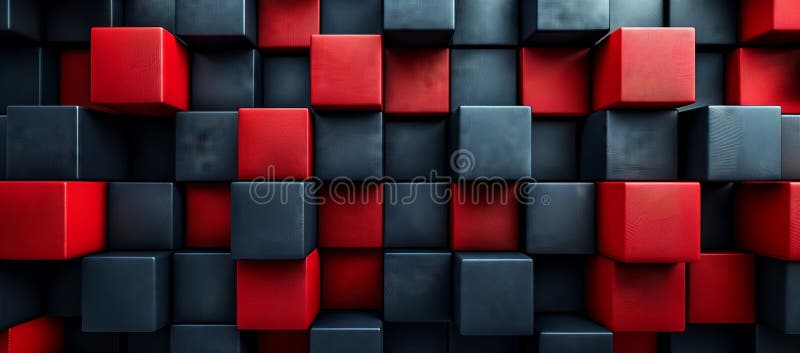 Abstract Black and Red Cubes Background with Symmetrical Design and ...