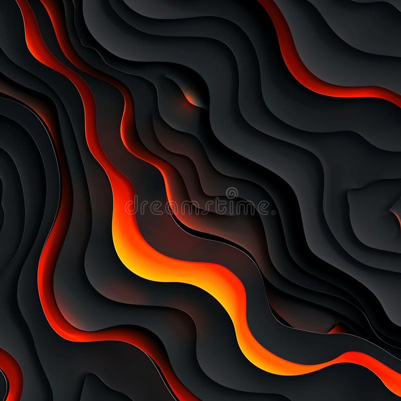 Abstract Black and Red Lava Flow Background. 3D Rendered Digital Art Stock Illustration ...