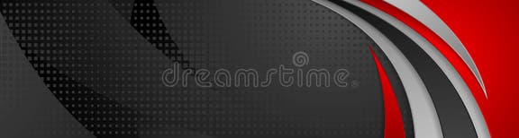 Abstract Black and Red Tech Wavy Banner Design Stock Vector ...