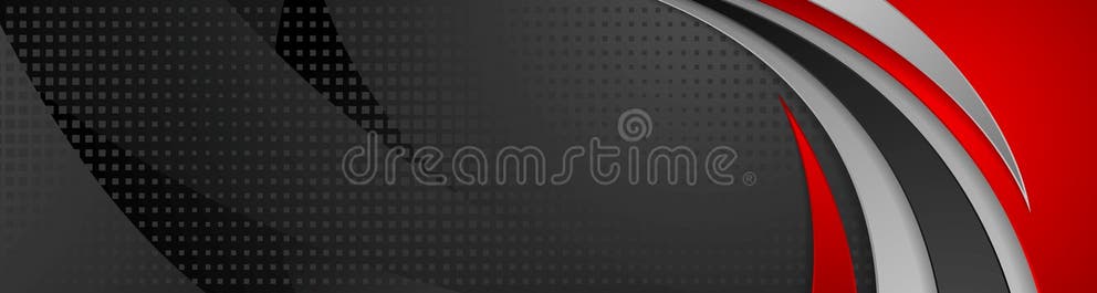 Abstract Black and Red Tech Wavy Banner Design Stock Vector ...