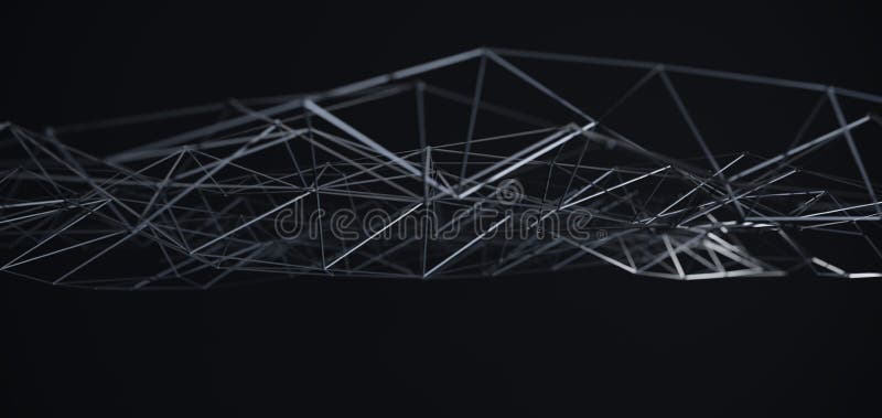 Abstract Black Science 3D Background. Network Connection Structure ...