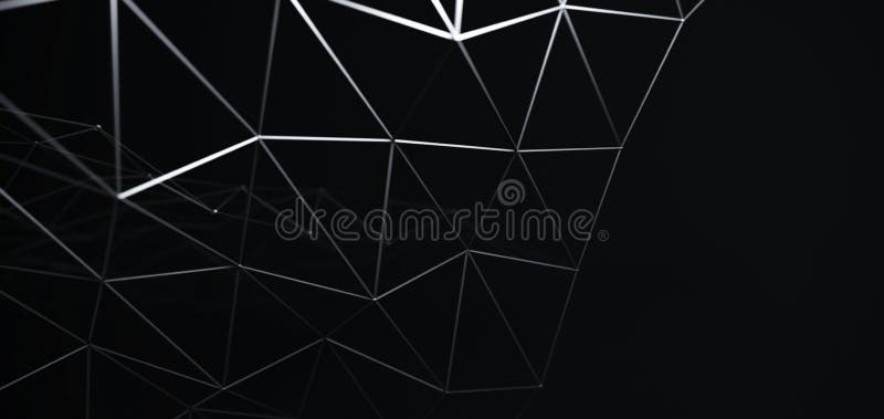 Abstract Black Science 3D Background. Network Connection Structure ...