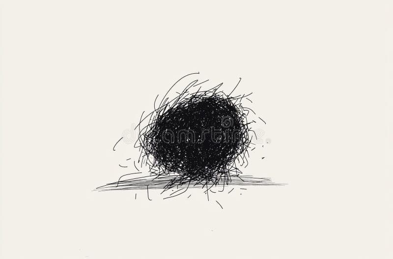 Abstract Black Scribble Ball on White Background High Quality Image ...