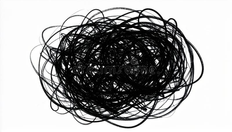 Abstract Black Scribble Drawing on White Background Stock Illustration ...