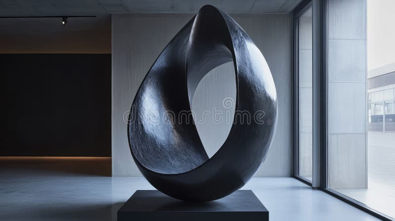 Abstract Black Sculpture Illuminated by Dramatic Lighting in a Dark ...