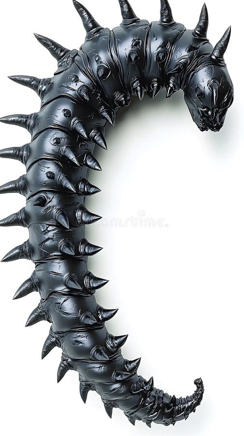 Abstract Black Sculpture of a Spiked Creature Stock Illustration ...