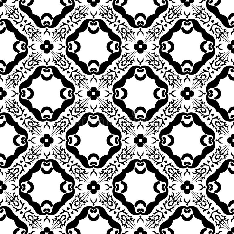 Abstract Black Seamless Curvy Element with Geometric Repeated Pattern ...