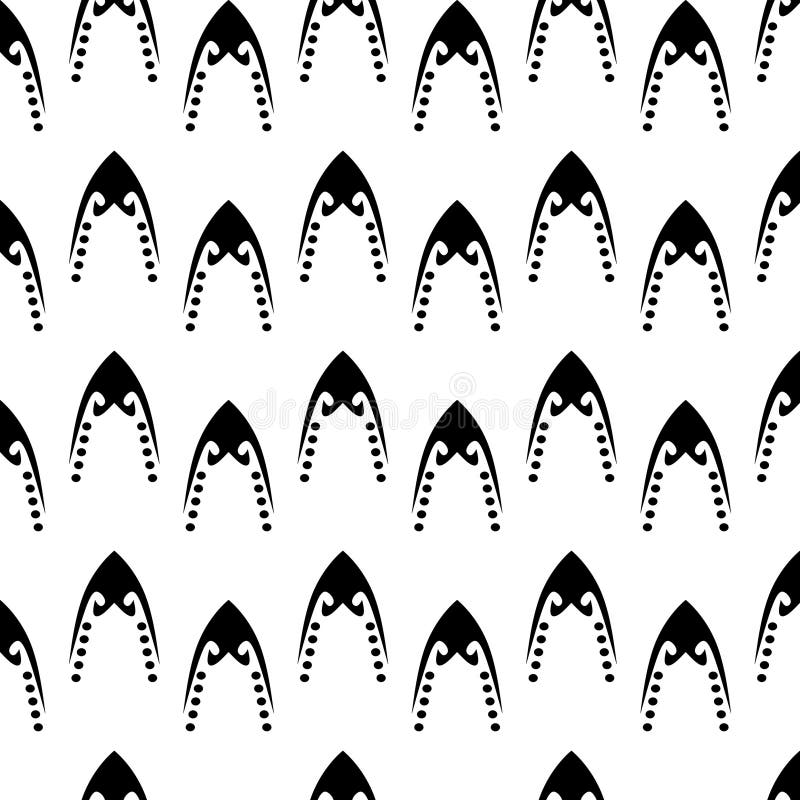 Abstract Black Seamless Curvy Element Repeated Pattern Design on White ...