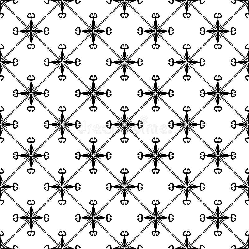 Abstract Black Seamless Repeated Design on White Background ...