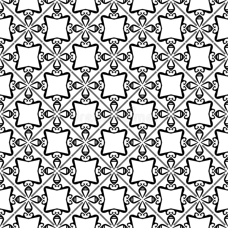 Abstract Black Seamless Repeated Design on White Background ...