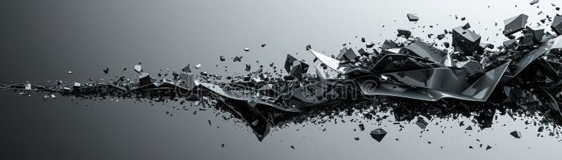 Abstract Black Shattered Glass Shards on a Gradient Background ...