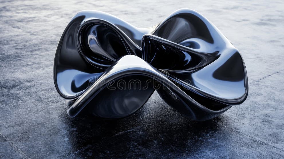 Abstract Black Shiny Sculpture with Fluid Organic Forms Stock ...