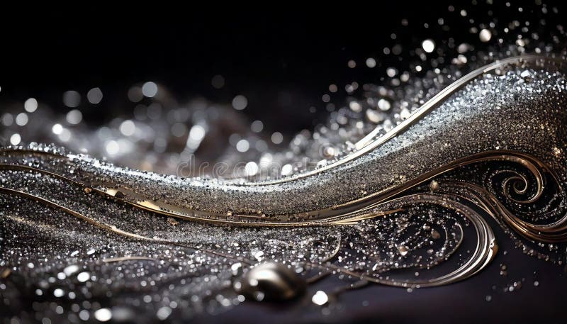 Abstract Black and Silver Liquid Texture with Glitter Stock Image ...