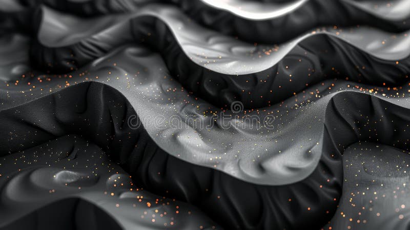Abstract Black and Silver Textured Waves with Scattered Golden Sparkles ...
