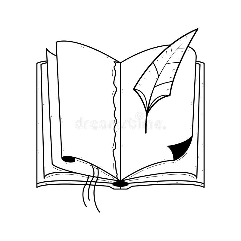 Abstract Black Simple Line Book Doodle Outline Element Vector Design ...