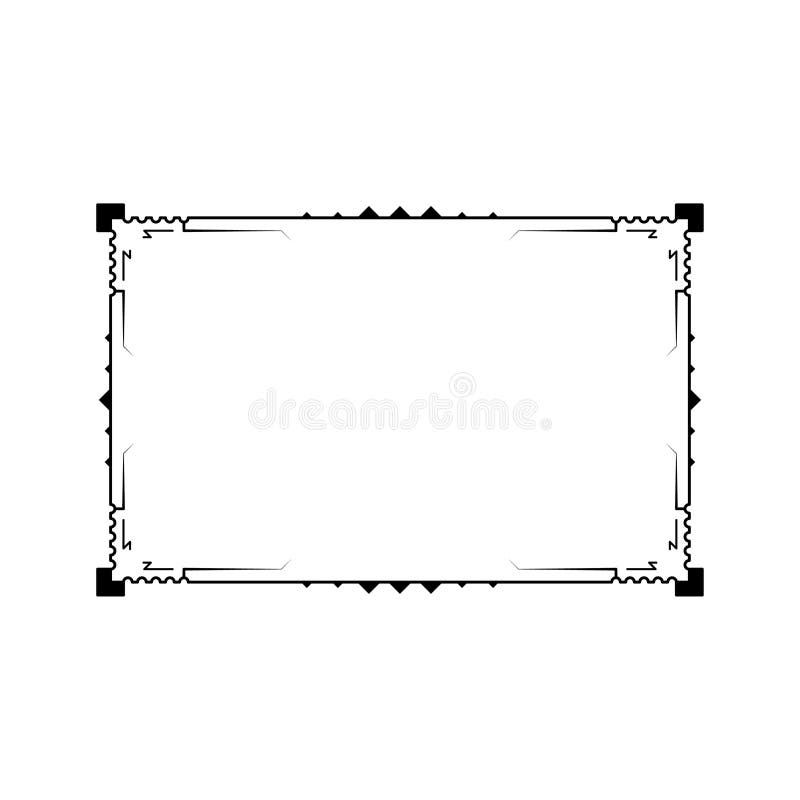 Abstract Black Simple Line Rectangular Frame Doodle Outline Element ...