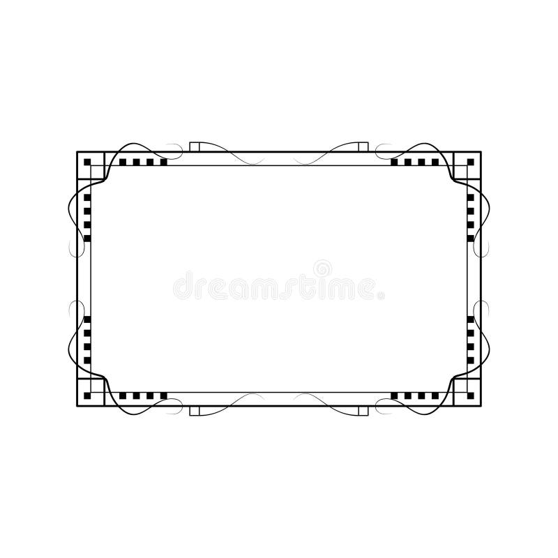 Abstract Black Simple Line Rectangular Frame Doodle Outline Element ...