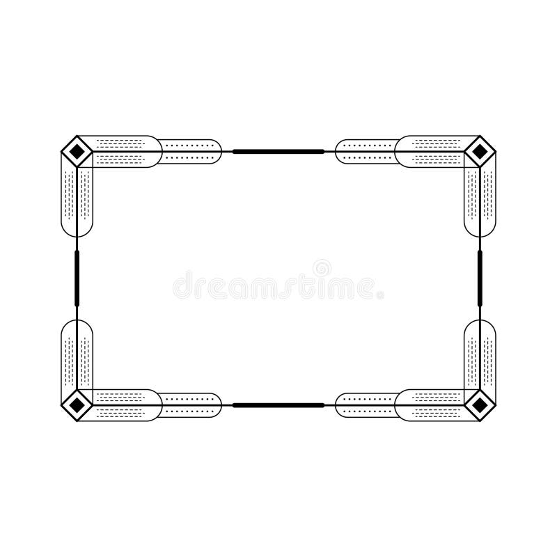 Abstract Black Simple Line Rectangular Frame Doodle Outline Element ...