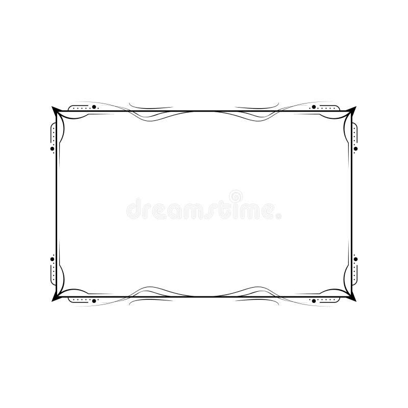 Abstract Black Simple Line Rectangular Frame Doodle Outline Element ...