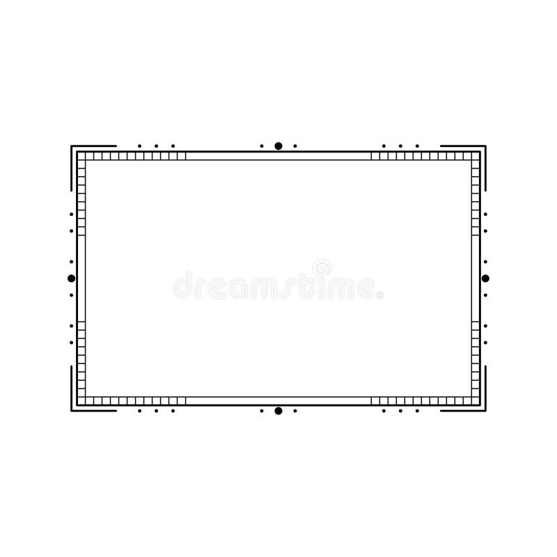 Abstract Black Simple Line Rectangular Frame Doodle Outline Element ...