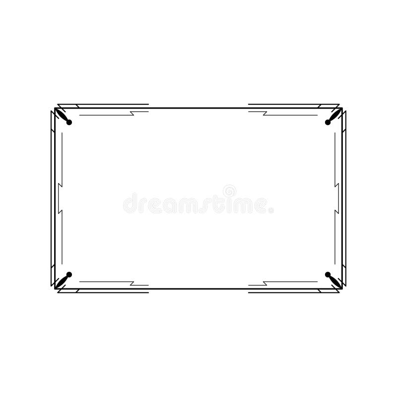 Abstract Black Simple Line Rectangular Frame Doodle Outline Element ...