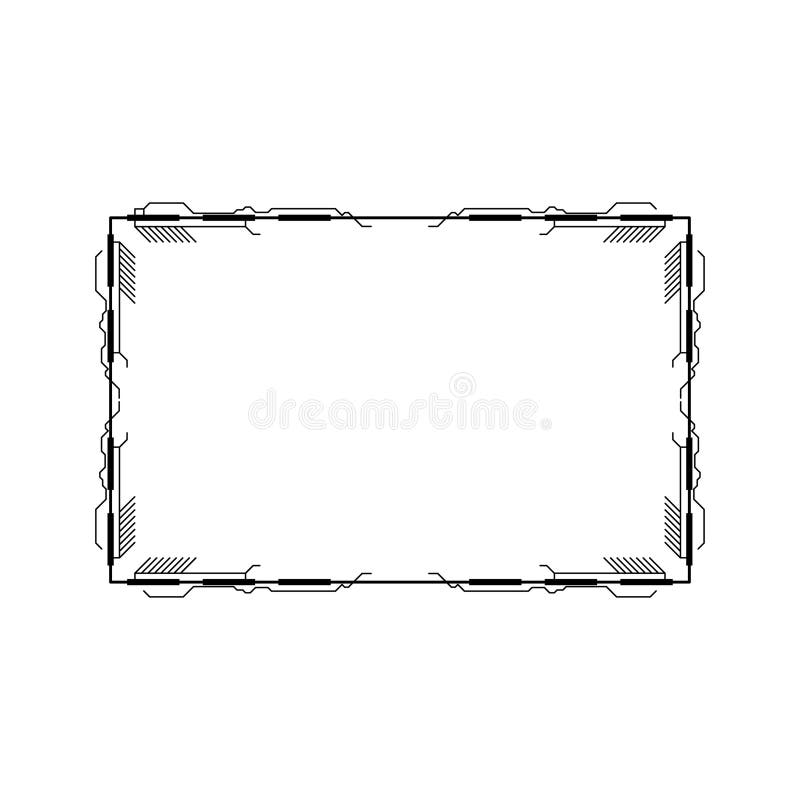 Abstract Black Simple Line Rectangular Frame Doodle Outline Element ...