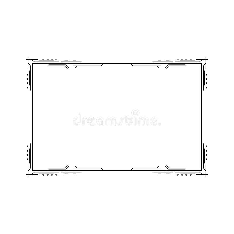 Abstract Black Simple Line Rectangular Frame Doodle Outline Element ...