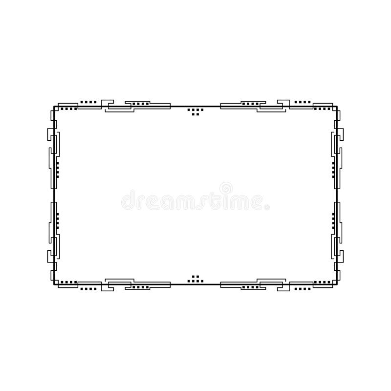 Abstract Black Simple Line Rectangular Frame Doodle Outline Element ...
