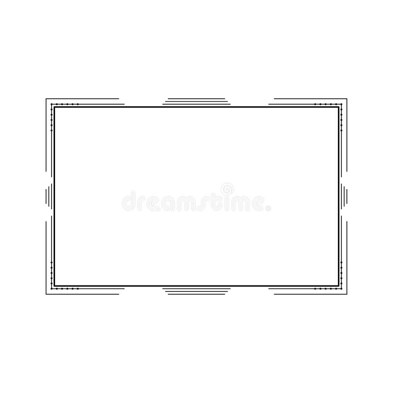 Abstract Black Simple Line Rectangular Frame Doodle Outline Element ...